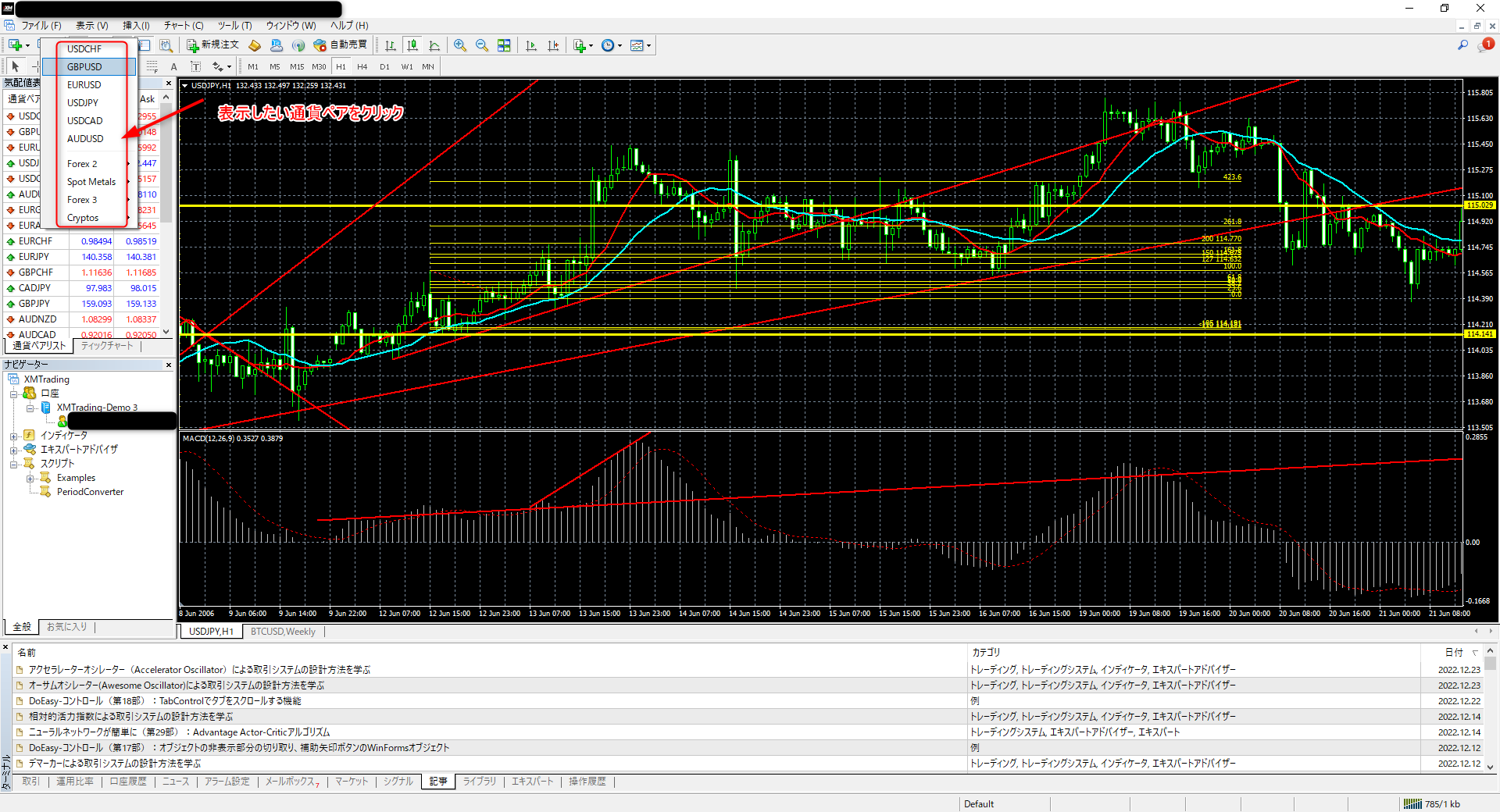 FXチャート表示: FX チャート